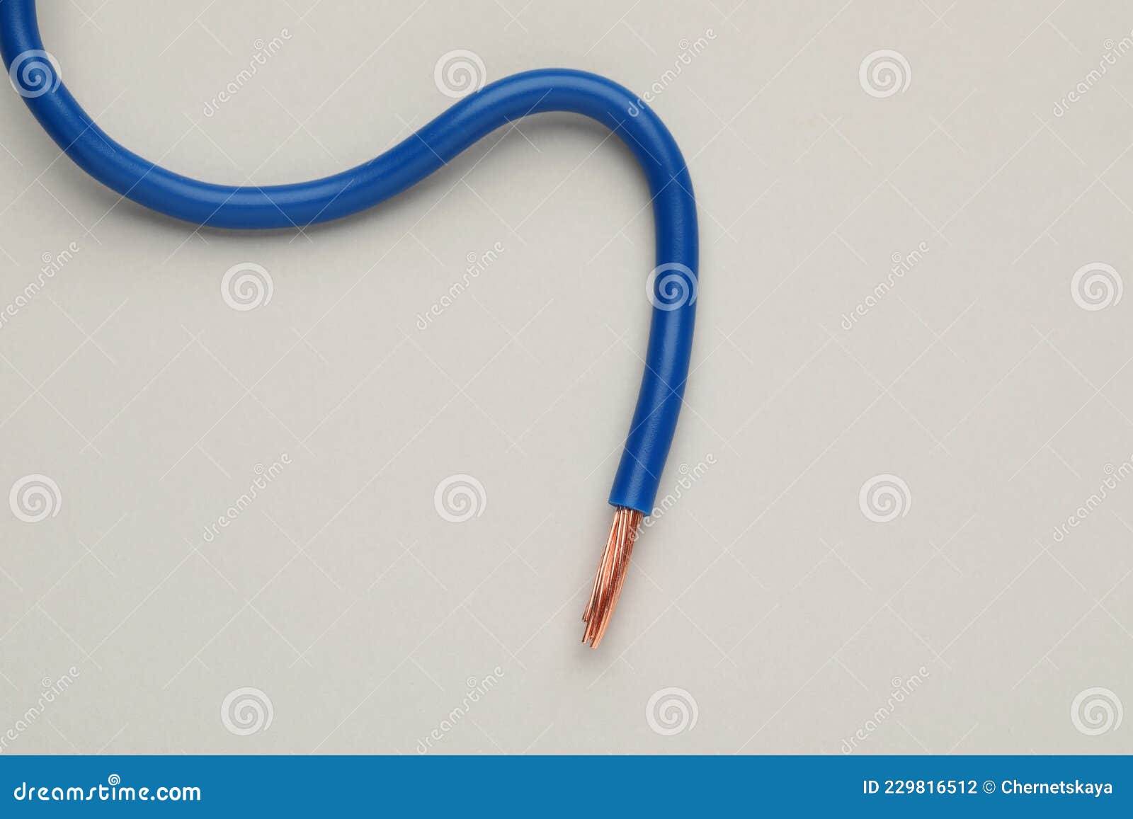 Blue Electrical Wire on Light Background, Top View Stock Photo - Image ...