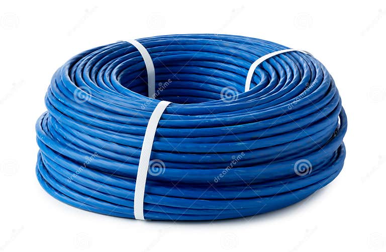 Blue Electrical Wire Roll Isolated on White Background Stock Image ...