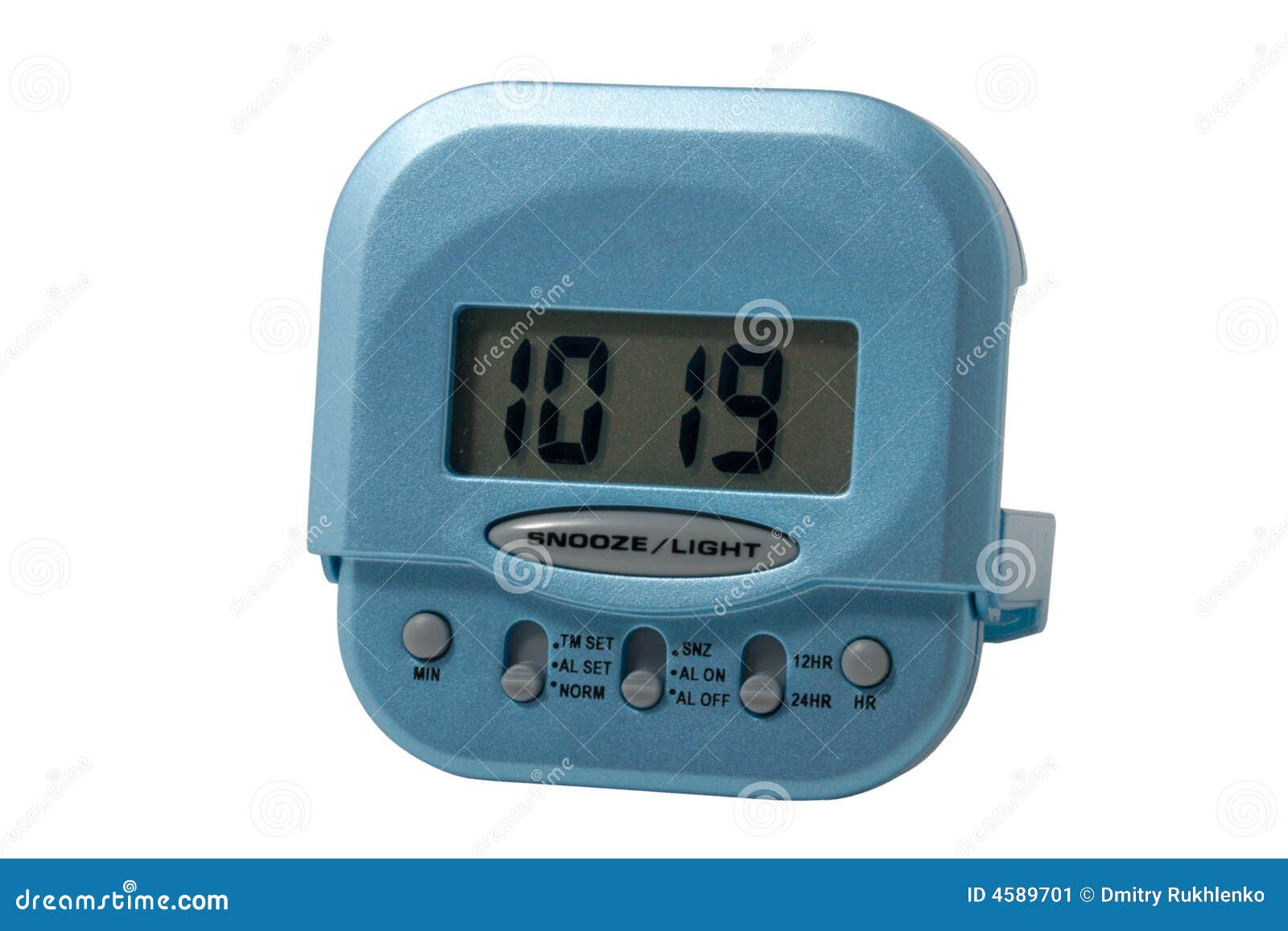 Blue Electronic Alarm Clock Isolated Stock Image - Image of watch ...