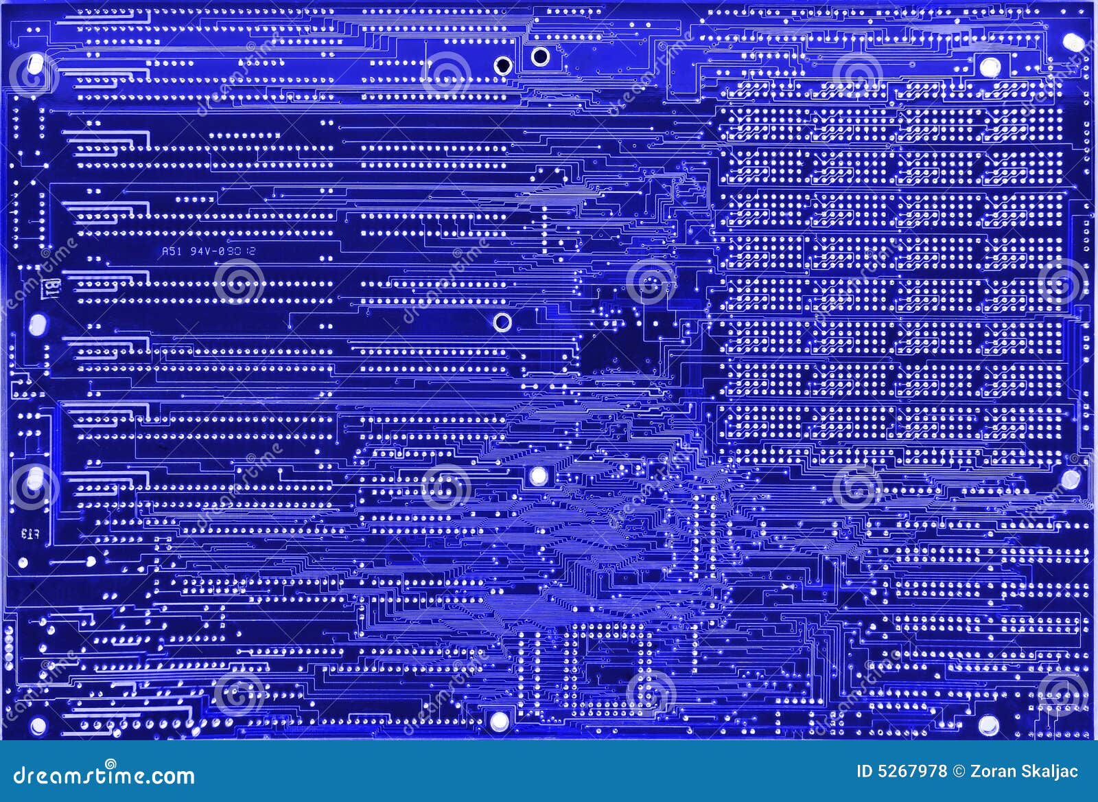 Blue Electronic Circuit Board Stock Photo - Image of communication ...