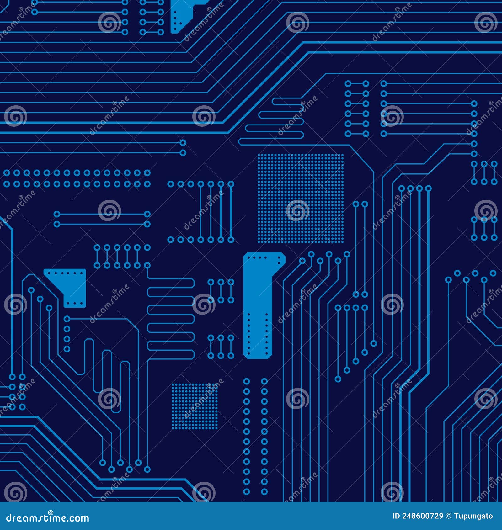 Blue Electronic Circuit Board Background Stock Vector - Illustration of ...