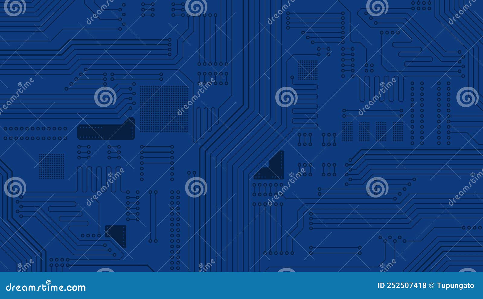 Blue Electronic Circuit Board Background Stock Vector - Illustration of ...