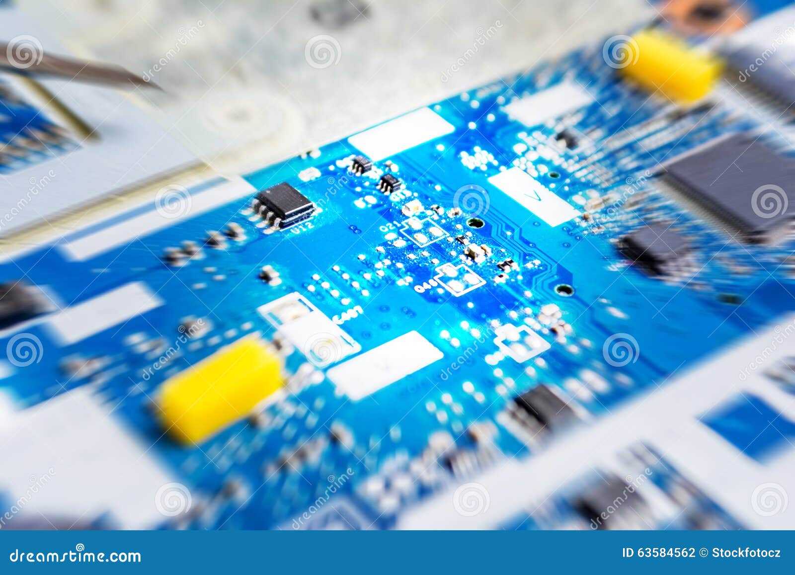 Blue electronic circuit stock photo. Image of blue, printed - 63584562