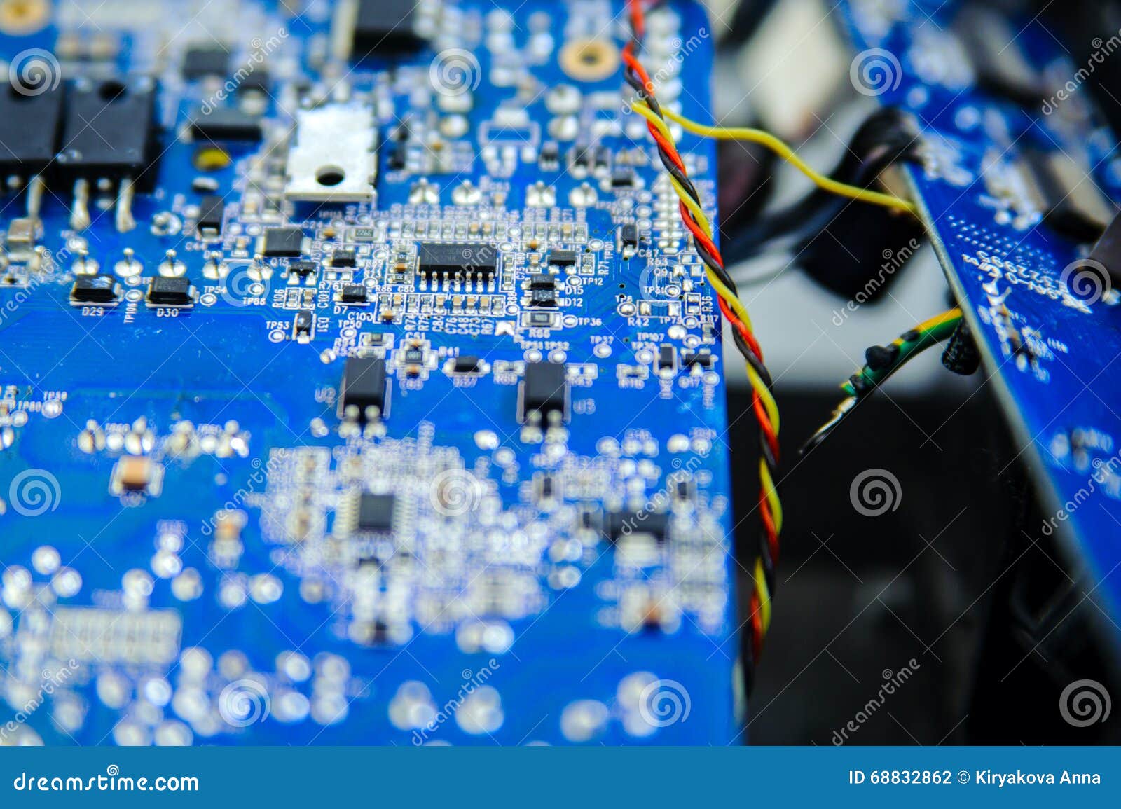 Blue Electronic Circuit Board with Different Microelements Stock Photo ...