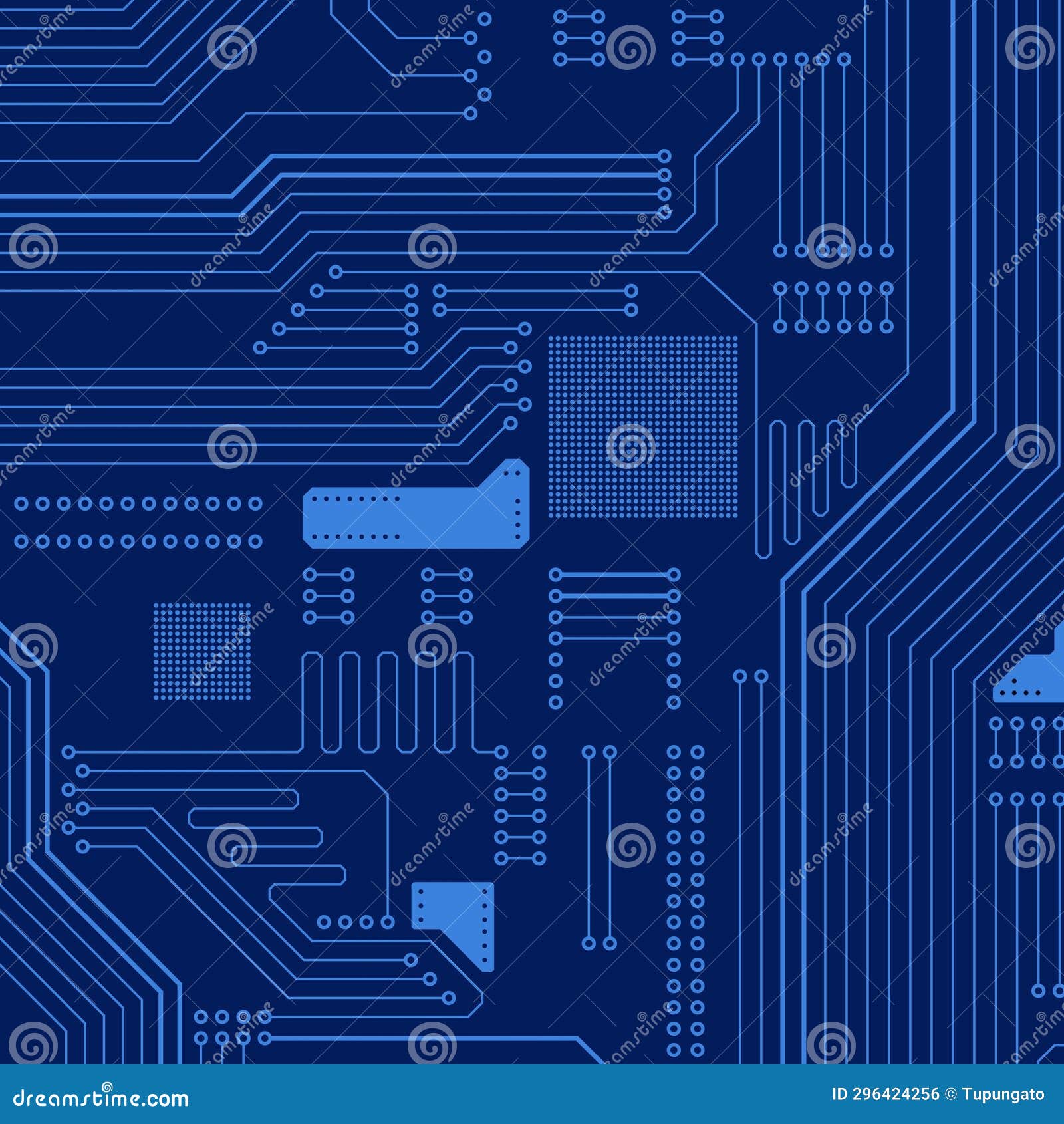 Blue Electronic Circuits Vector Background Stock Vector - Illustration ...