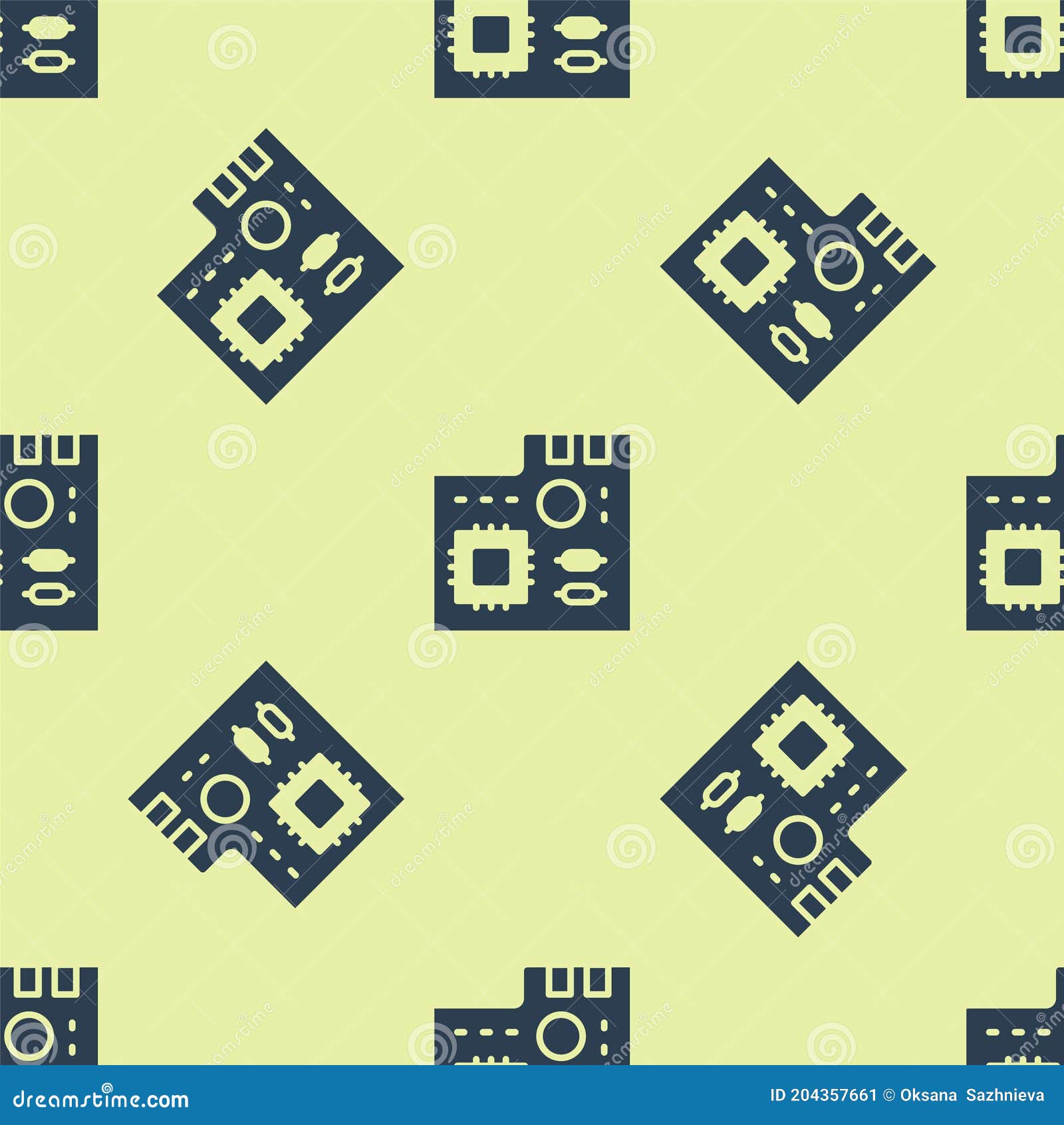 Blue Electronic Computer Components Motherboard Digital Chip Integrated Science Icon Isolated ...