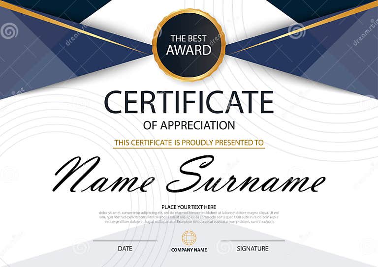 Blue Elegance Horizontal Certificate with Vector Illustration ,white ...