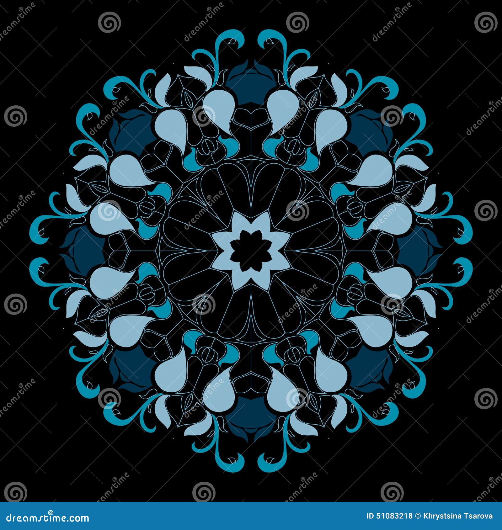Blue Elegant Circular Symmetry Stock Vector - Illustration of floral ...
