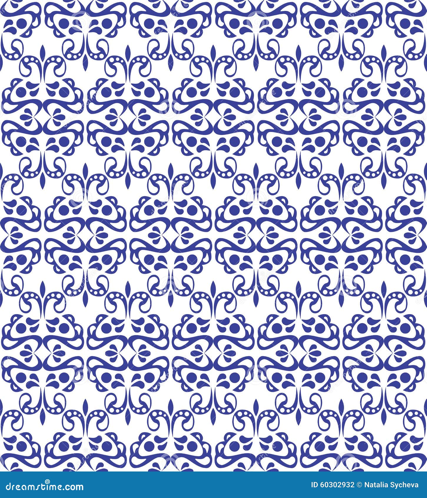 Blue Elegant Pattern with Vintage Elements Stock Vector - Illustration ...