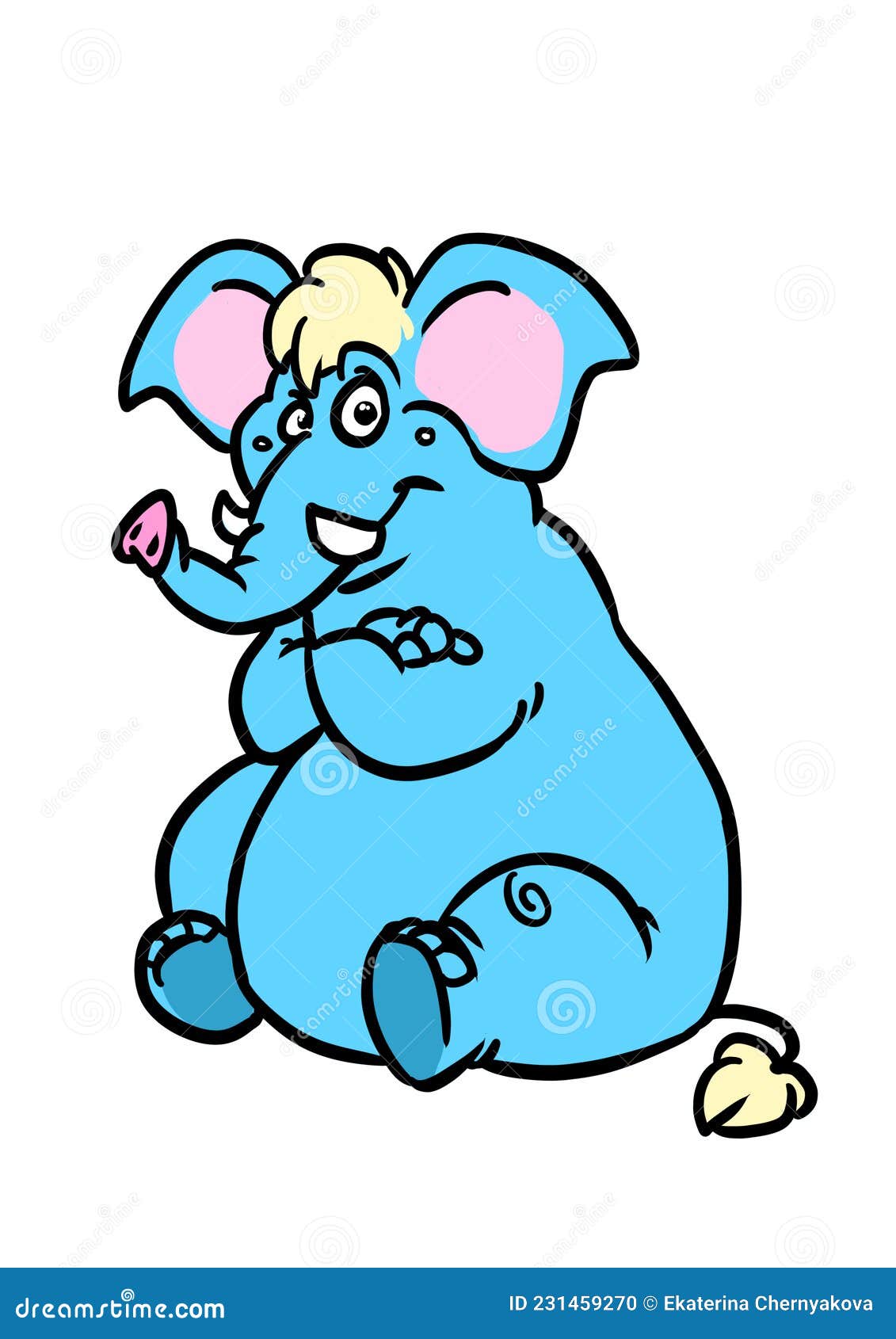 Blue Elephant Character Smile Happiness Illustration Stock Illustration ...