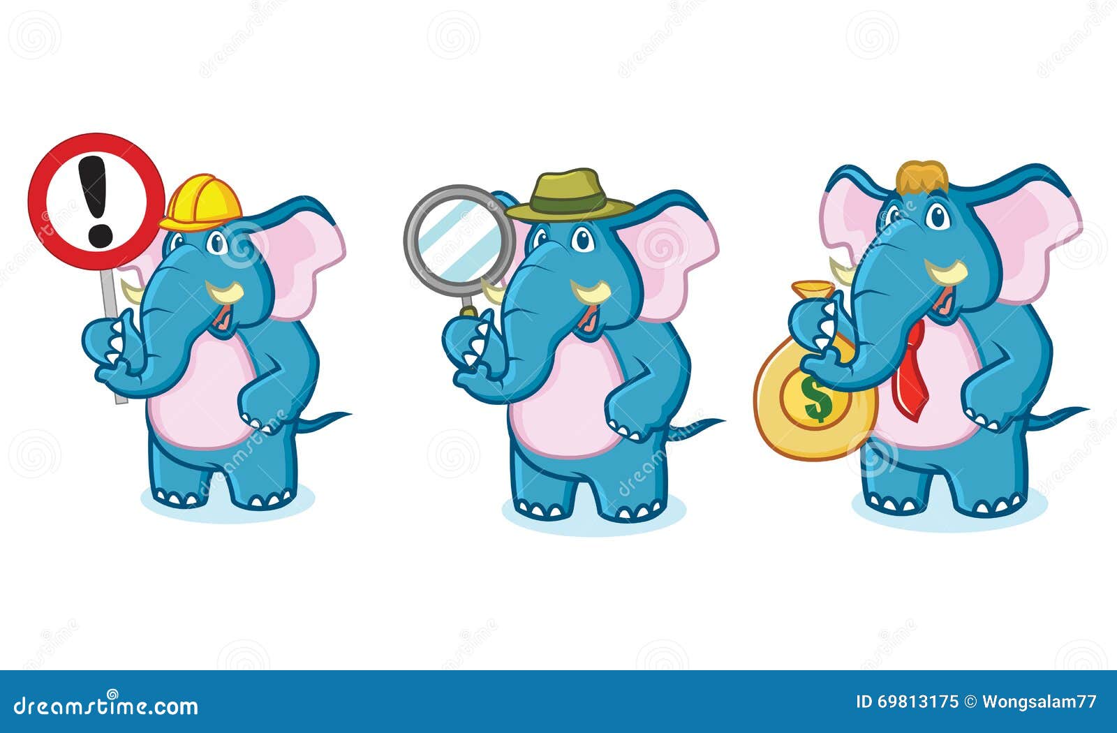 Blue Elephant Mascot with Sign Stock Vector - Illustration of character ...