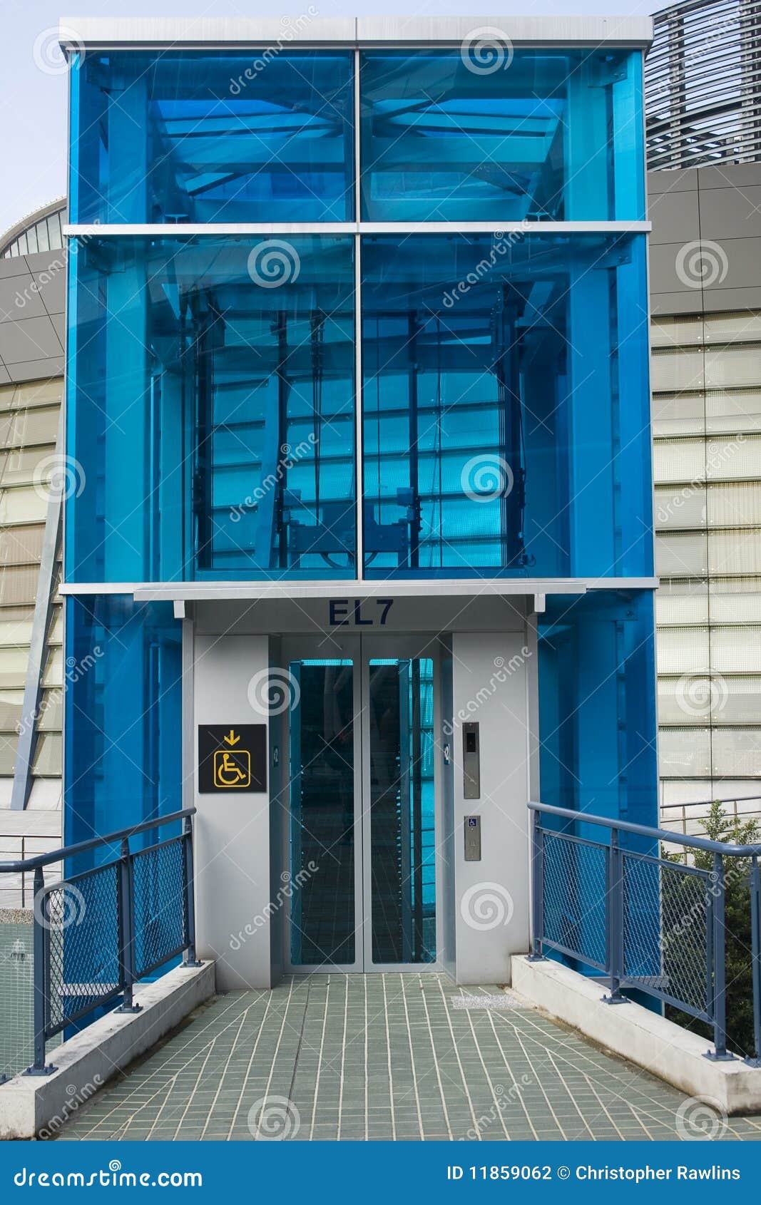 Blue Elevator stock photo. Image of modern, glass, elevator - 11859062