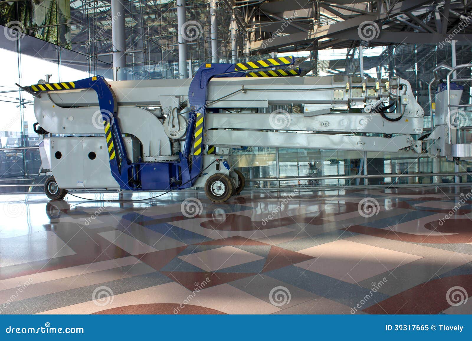 Blue Elevator in Airport Building Stock Image - Image of platform ...