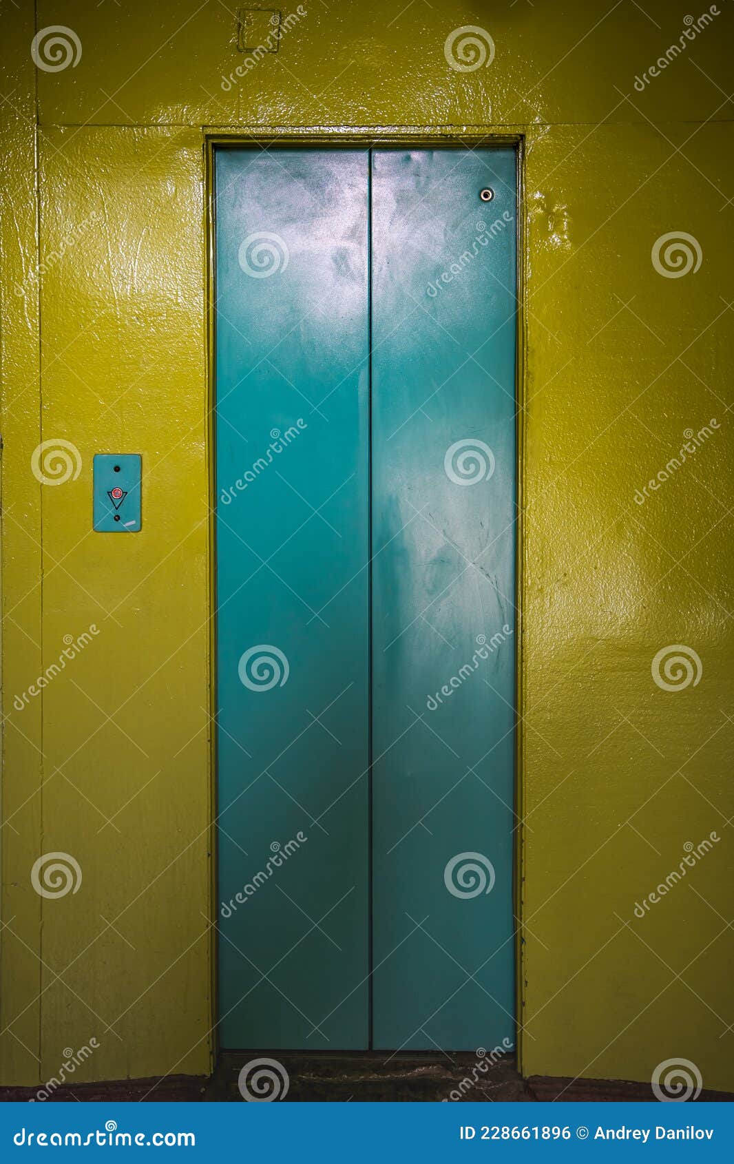 Blue elevator doors and stock photo. Image of exit, architecture ...