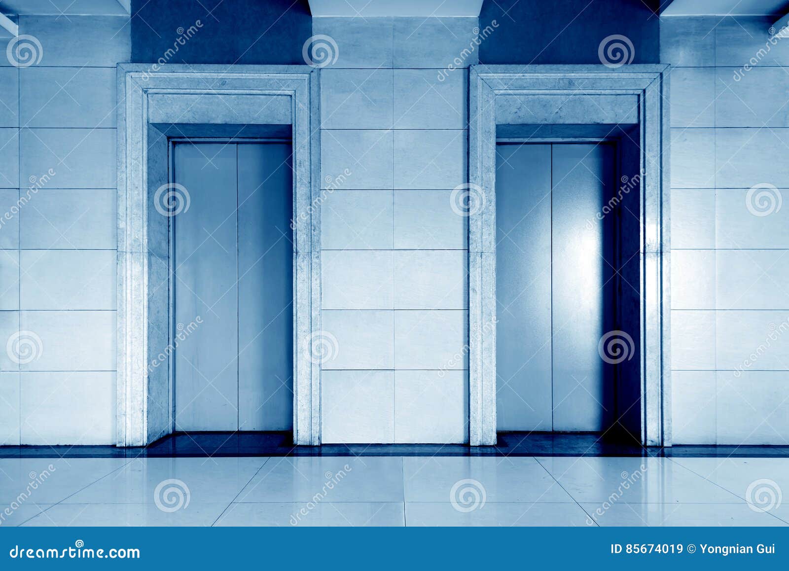 Blue elevator entrance stock image. Image of lobby, steel - 85674019
