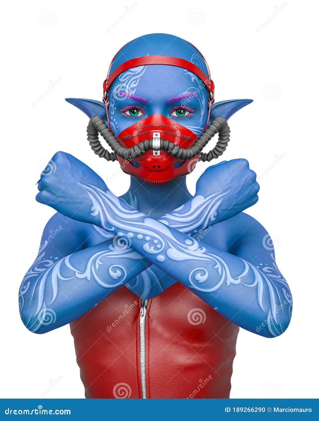 Blue Elf Is Doing A Powerful Pose In White Background Stock ...