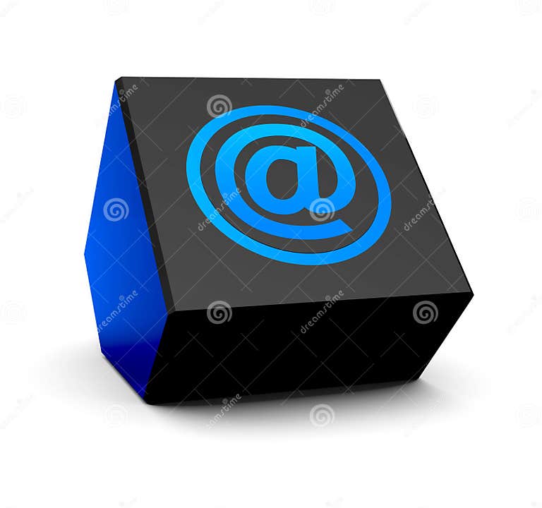 Blue email in a cube stock illustration. Illustration of blue - 18525084