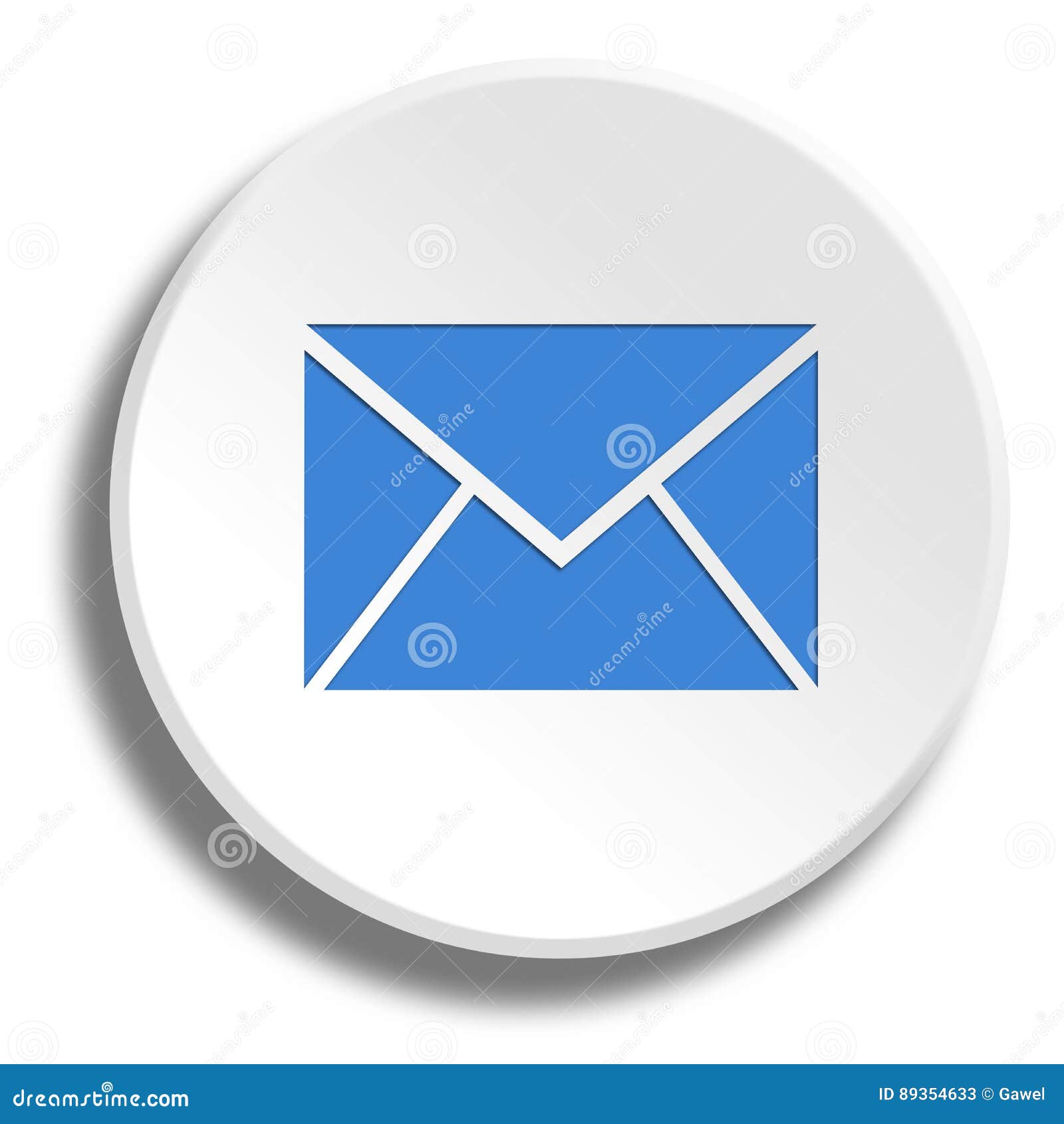 Blue Email in Round White Button with Shadow Stock Illustration ...