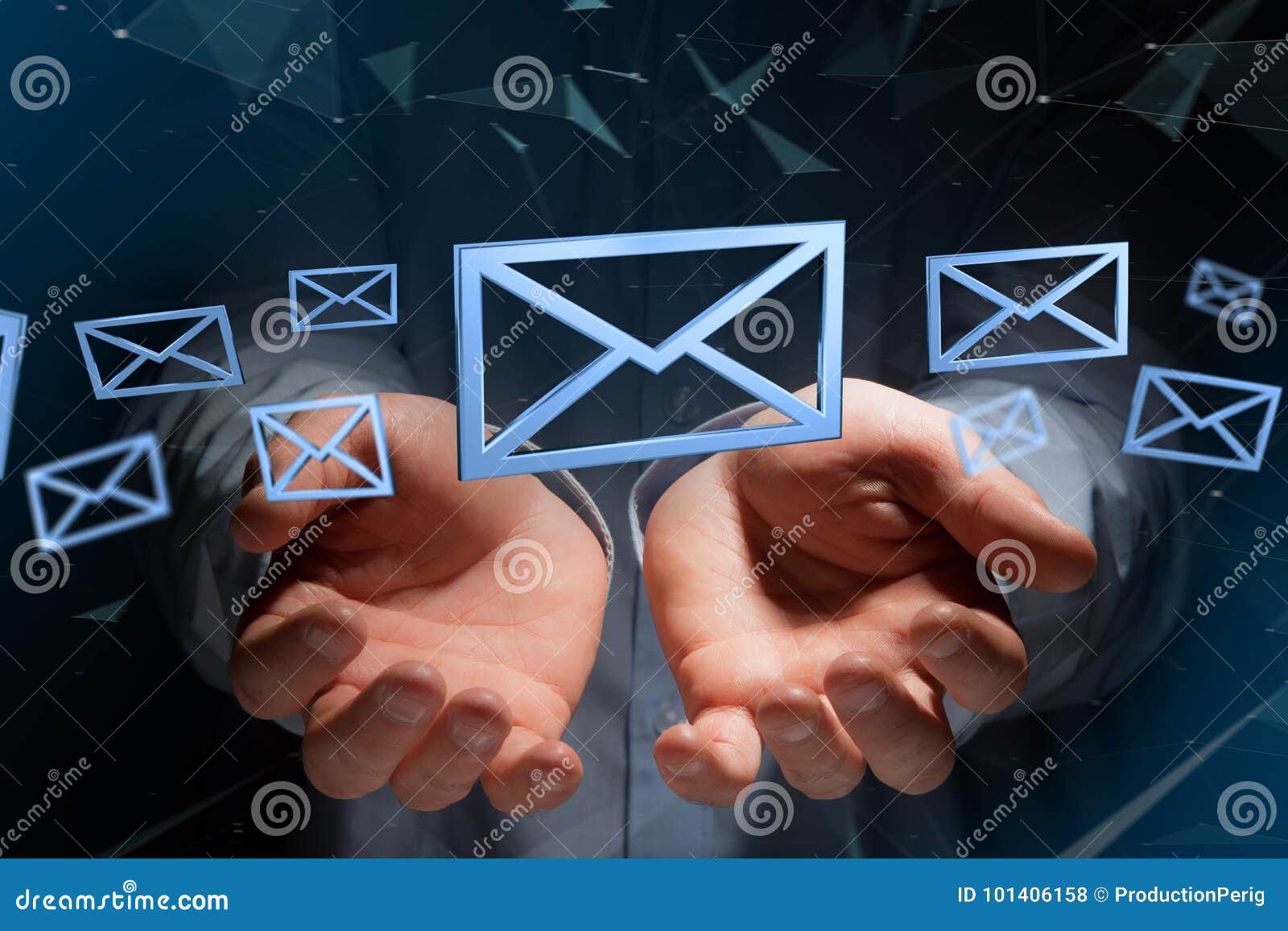 Blue Email Symbol Displayed on a Color Background - 3D Rendering Stock ...