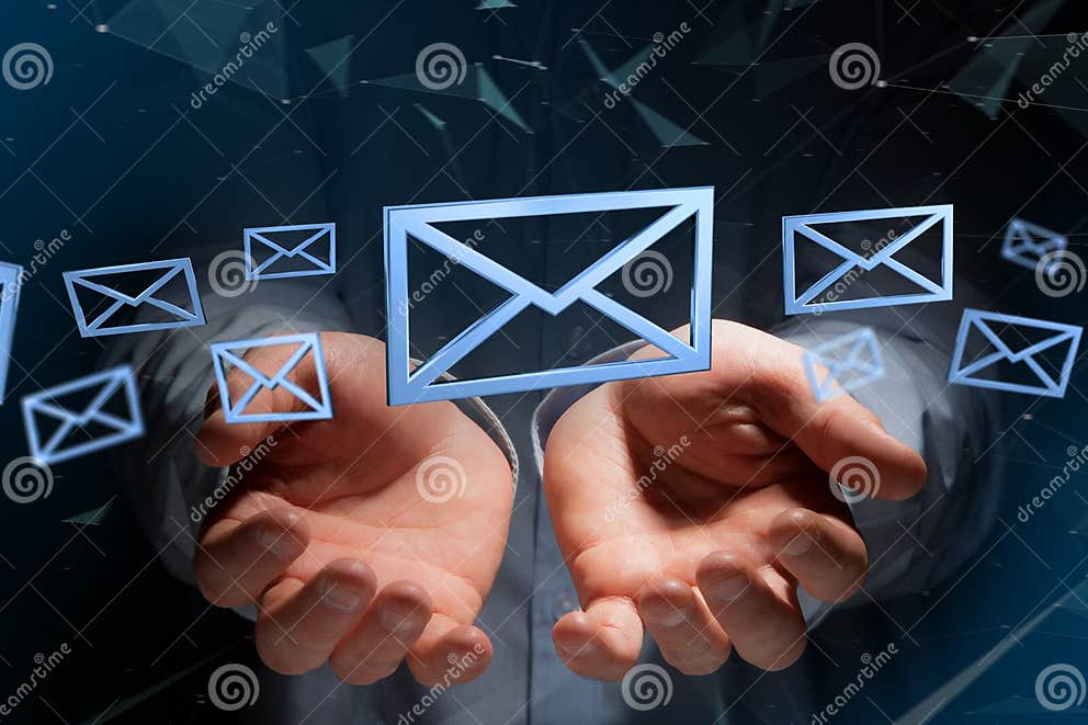 Blue Email Symbol Displayed on a Color Background - 3D Rendering Stock ...