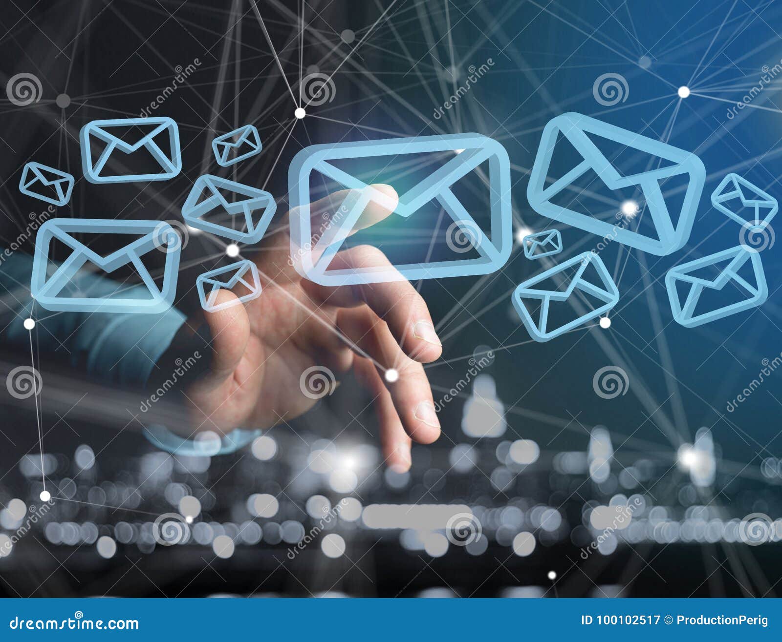 Blue Email Symbol Displayed on a Futuristic Interface - Message Stock ...