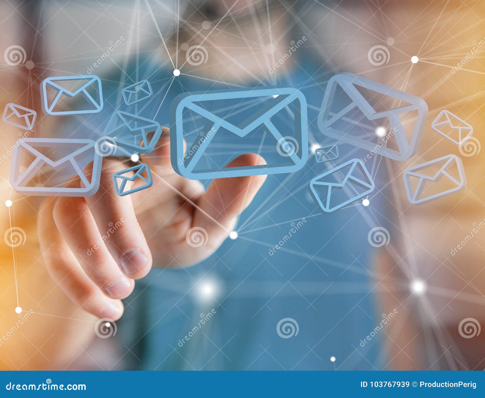 Blue Email Symbol Displayed on a Futuristic Interface - Message Stock ...