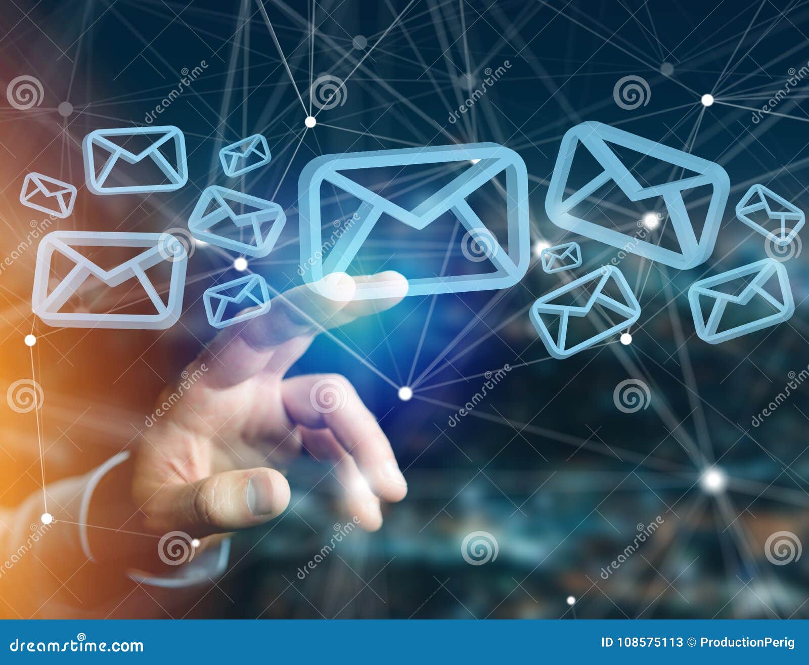 Blue Email Symbol Displayed on a Futuristic Interface - Message Stock ...