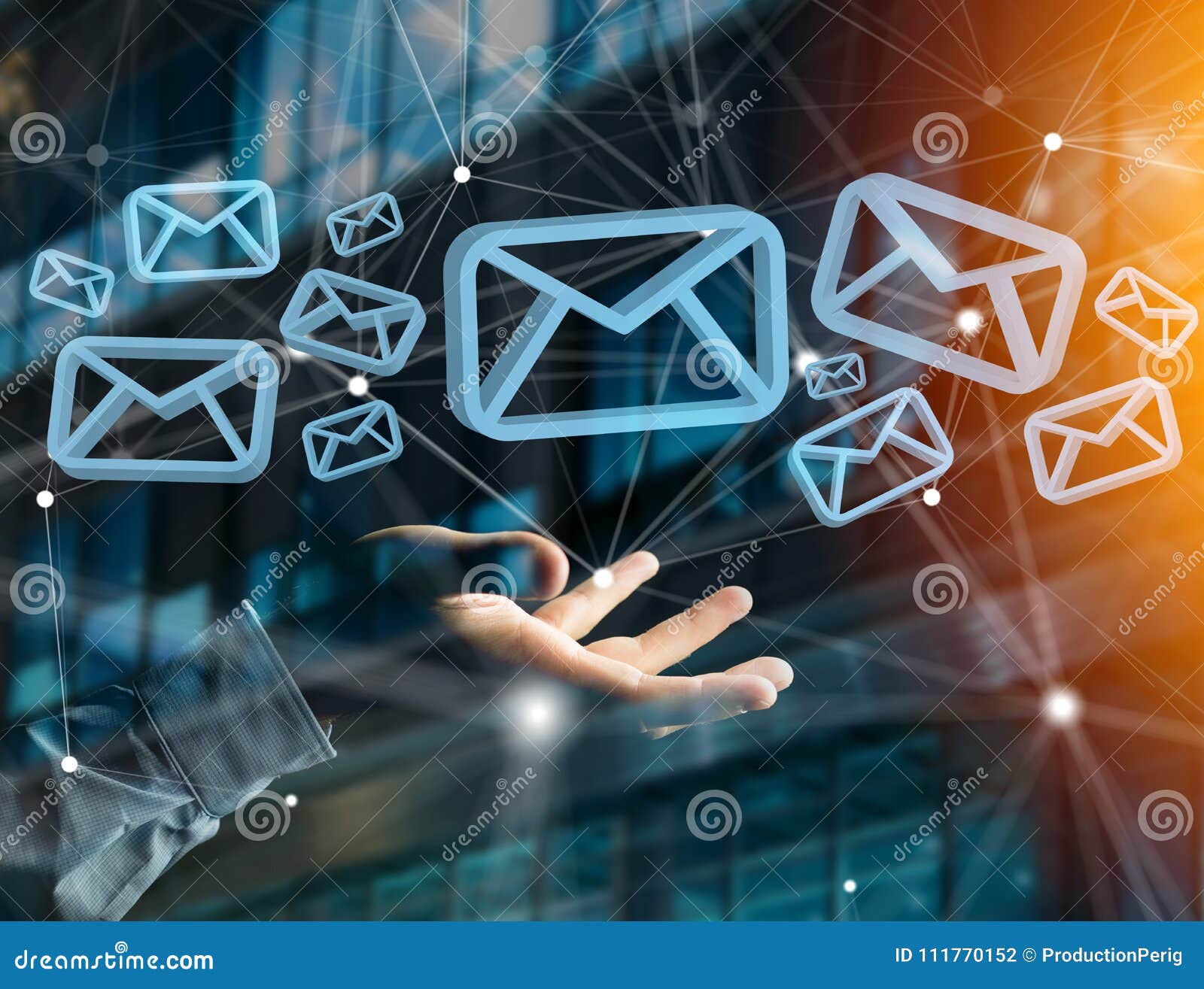 Blue Email Symbol Displayed on a Futuristic Interface - Message Stock ...