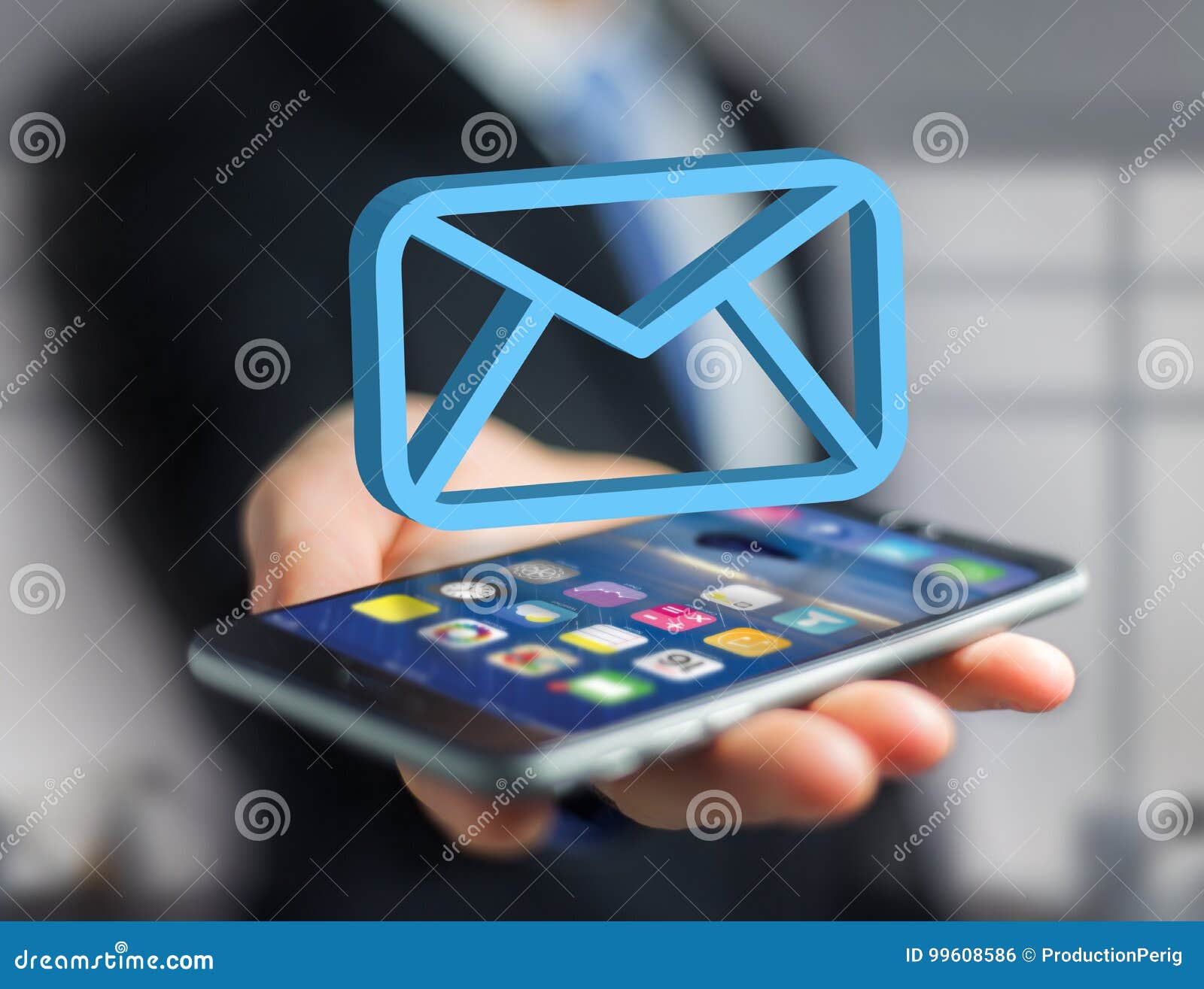 Blue Email Symbol Displayed on a Futuristic Interface - Message Stock ...