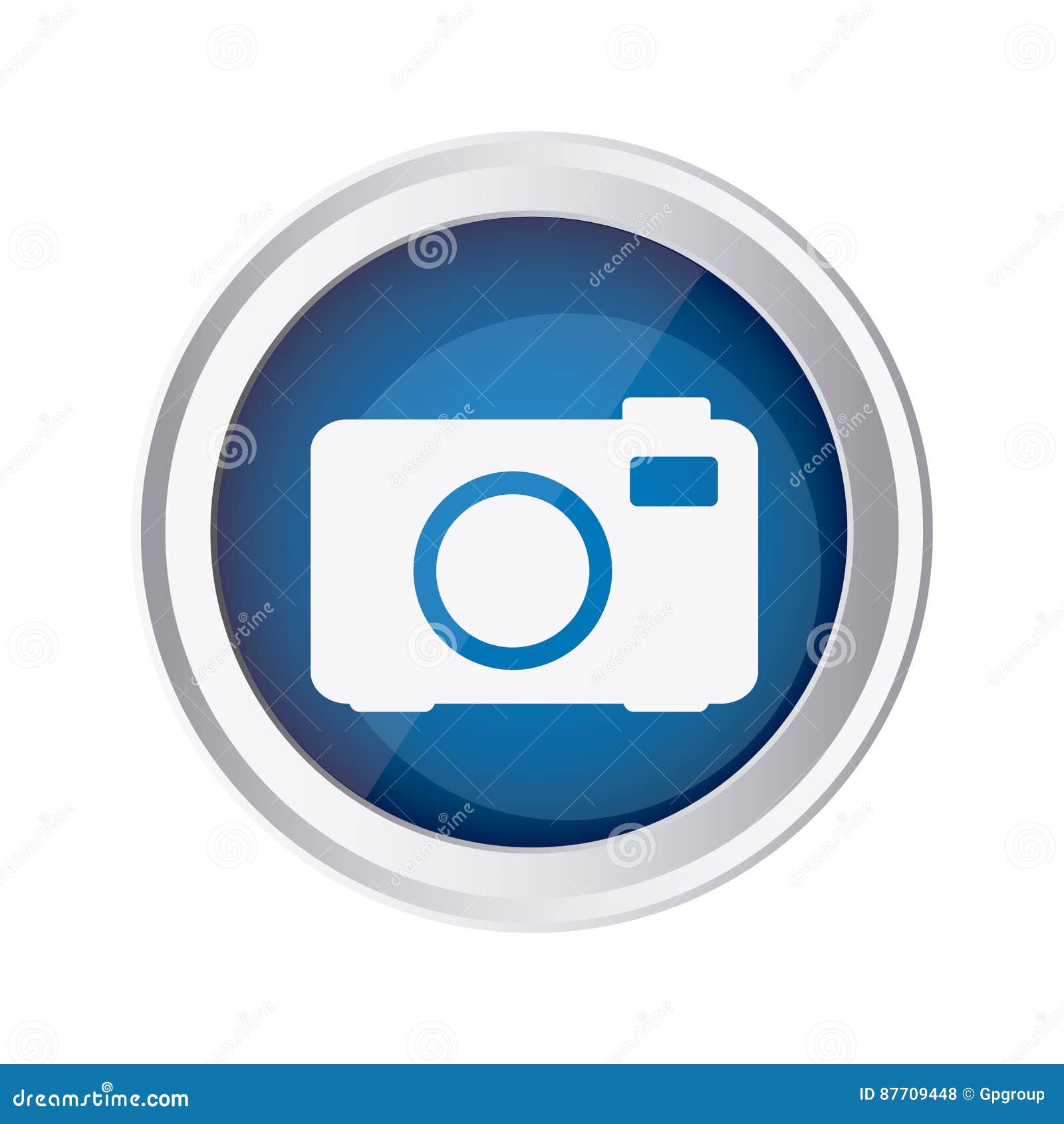 Blue emblem camera icon stock illustration. Illustration of music ...