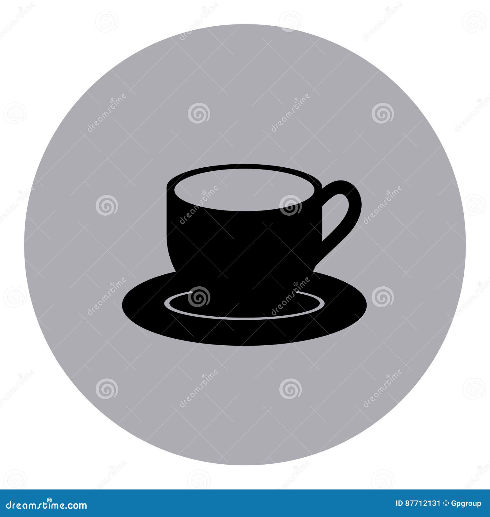 Blue Emblem Cup with Plate Icon Stock Illustration - Illustration of ...