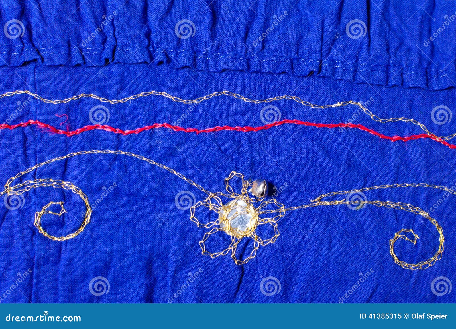 Blue embroidered fabric stock image. Image of crochet - 41385315