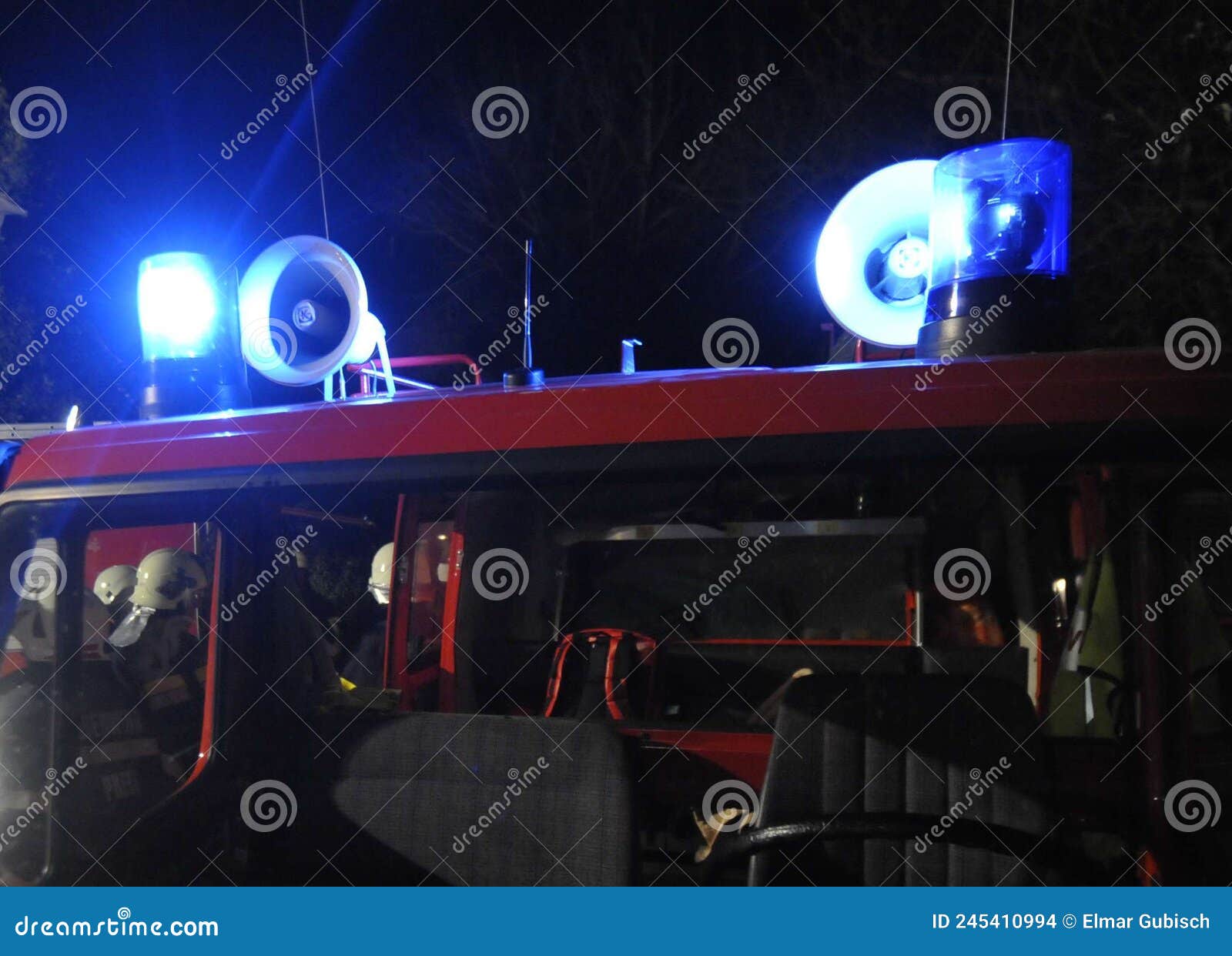 Blue Emergency Light on a Fire Truck Stock Photo - Image of force ...