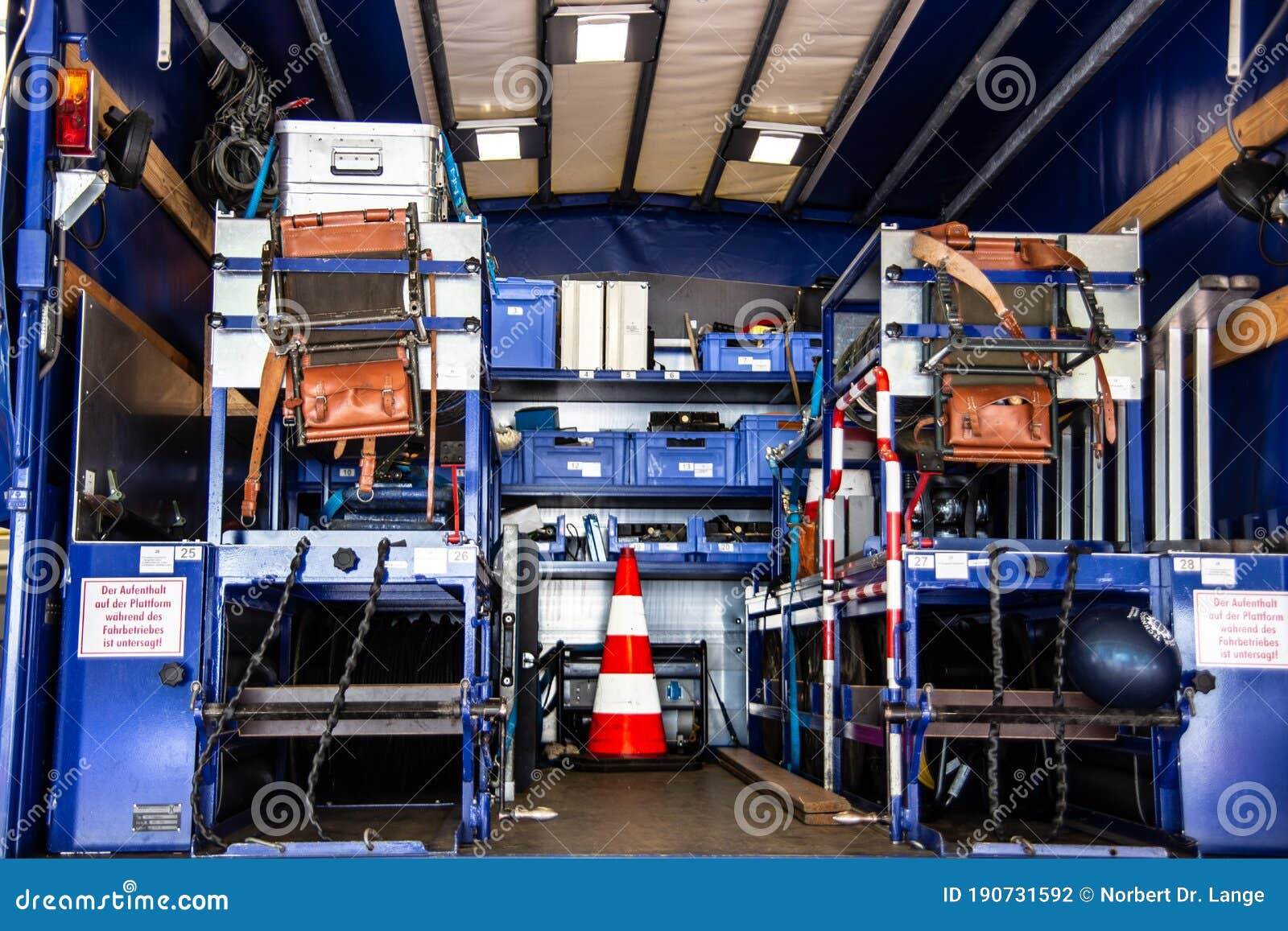 Blue Emergency Light Fixture Powered By Solar Panel. Blurred ...