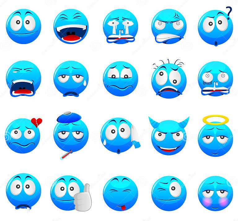Blue Emoticon stock vector. Illustration of blue, emoticon - 47146355