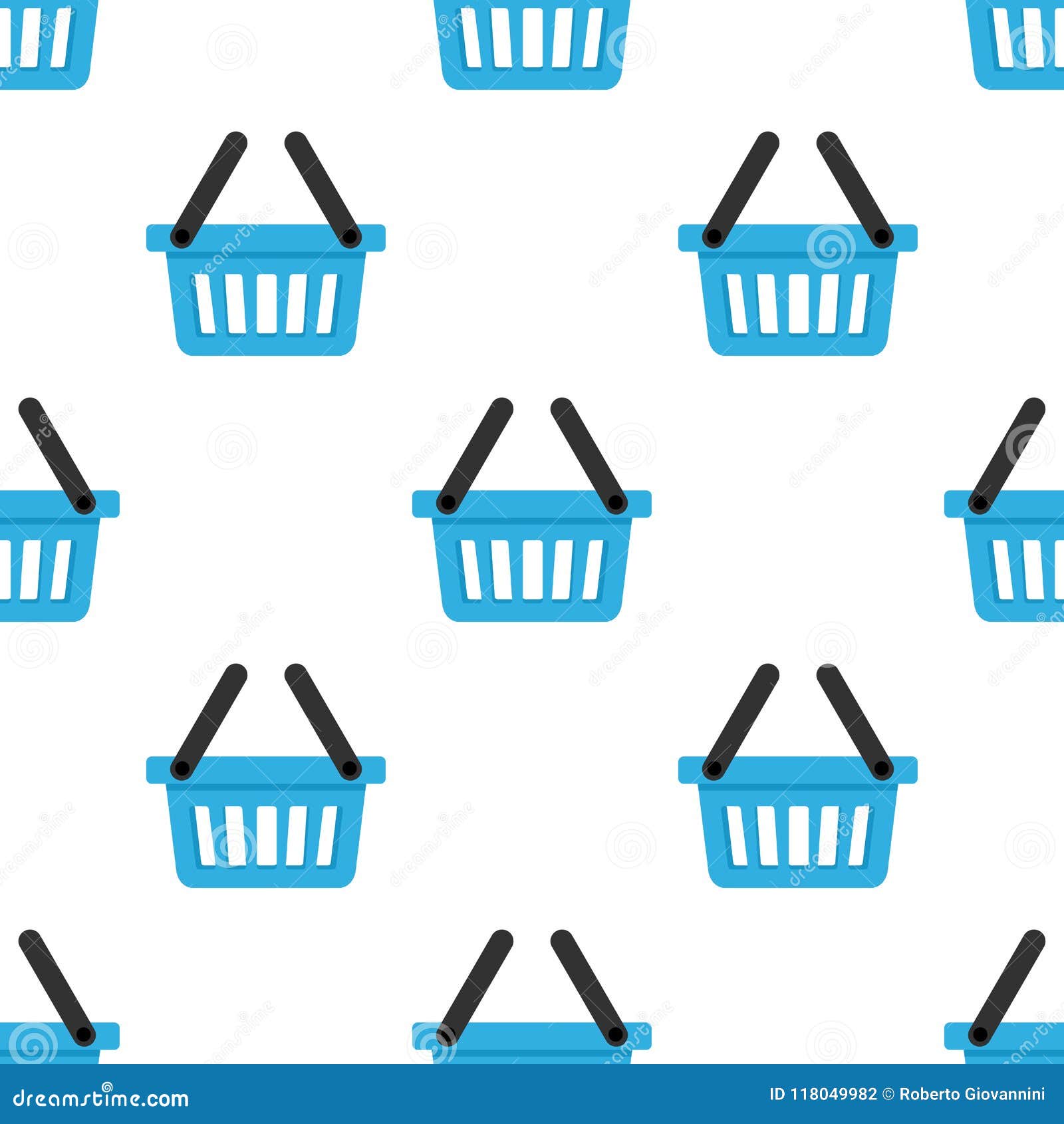 Blue Empty Basket Icon Seamless Pattern Stock Vector - Illustration of ...