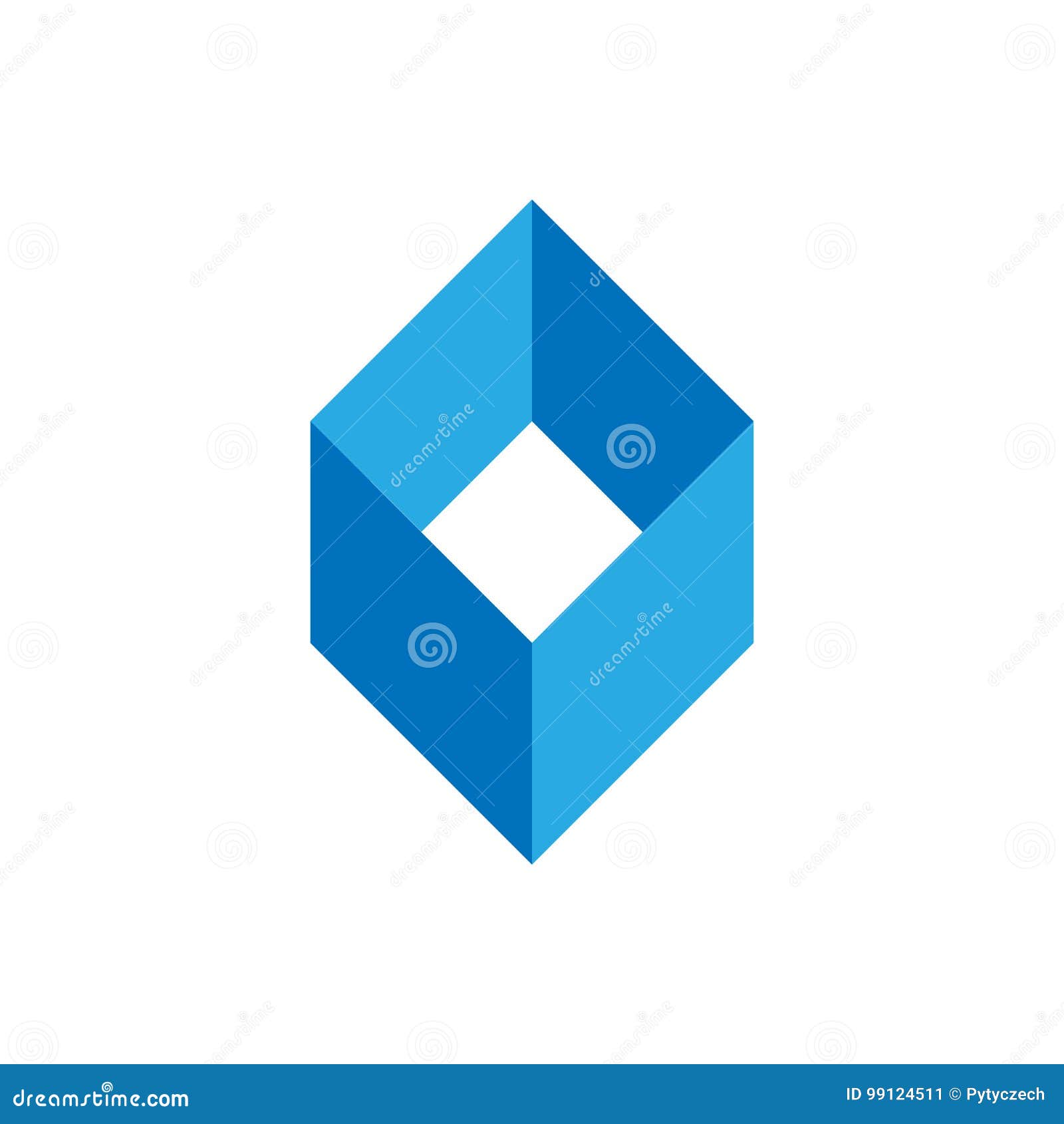 Blue Empty Box Logo Template. Simple Geometric Shape Logotype Stock ...