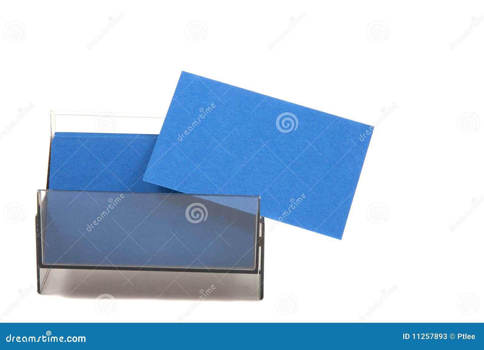 Blue Empty Business Cards in a Box Stock Image - Image of identity ...