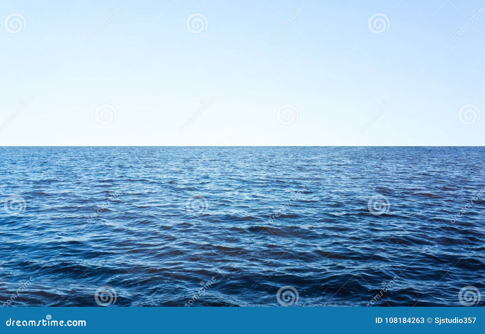 Blue Empty Ocean, Lake, Clear Horizon, Blue Sky Background Stock Image ...