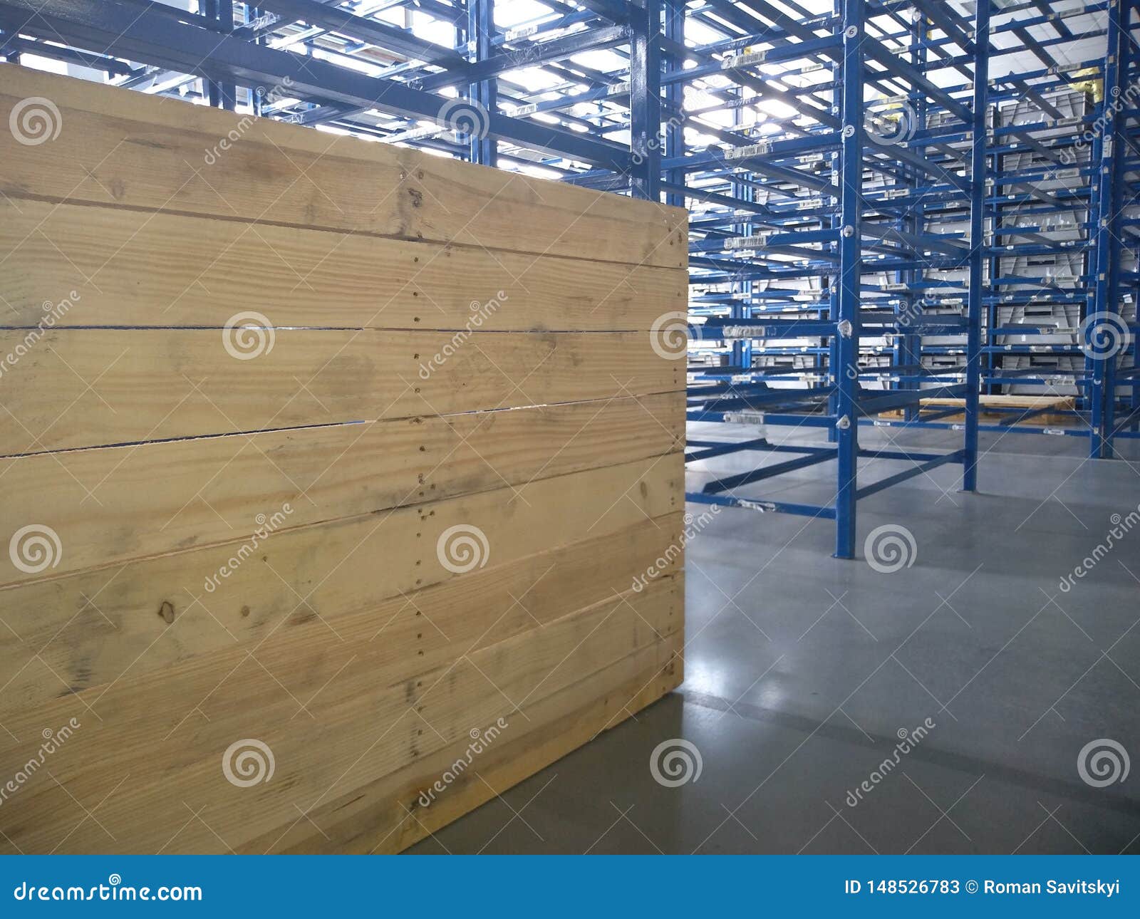 Blue Empty Racks in Warehouse Stock Image - Image of blue, emacks ...