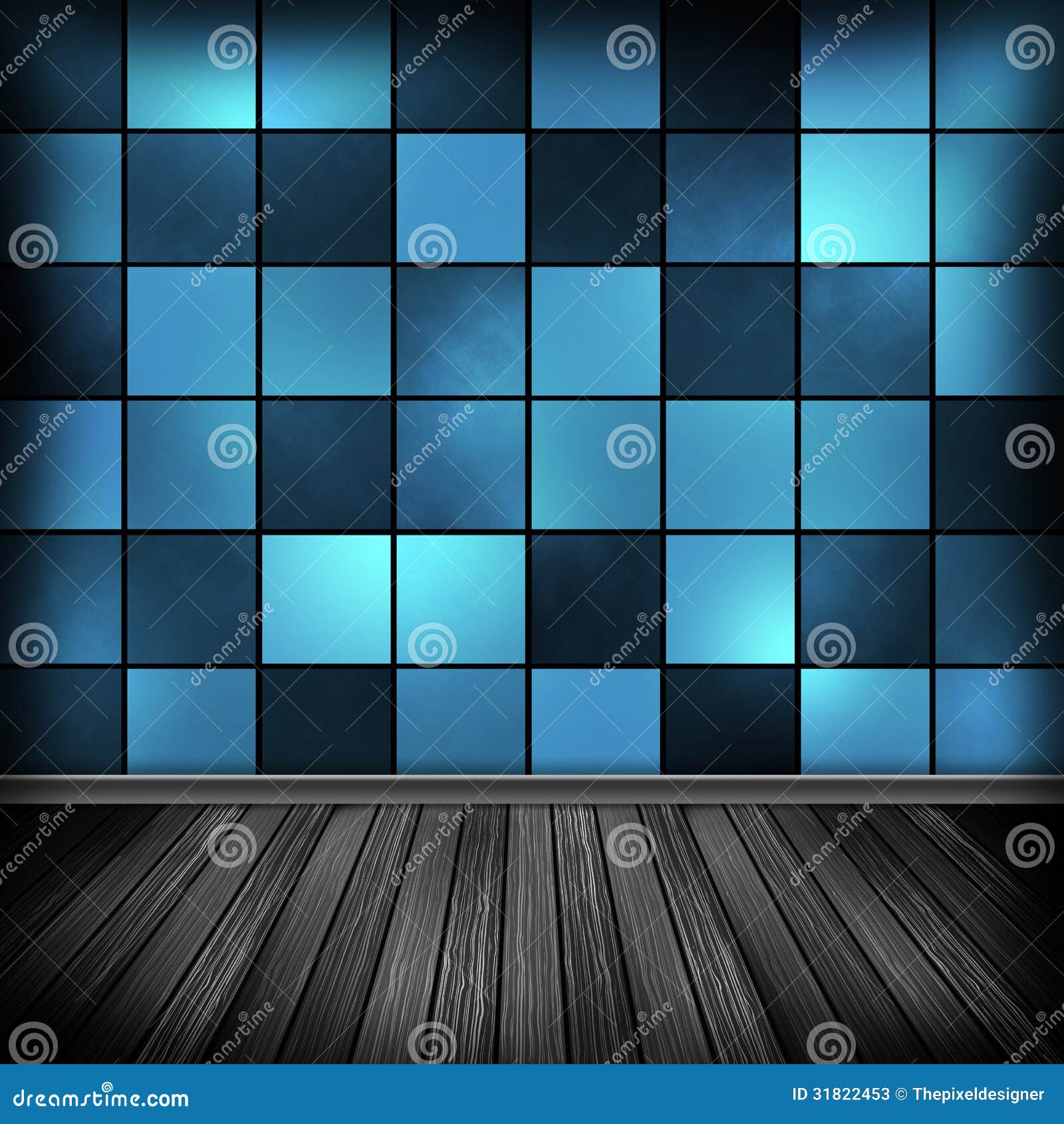 Blue empty room, interior stock illustration. Illustration of flat ...