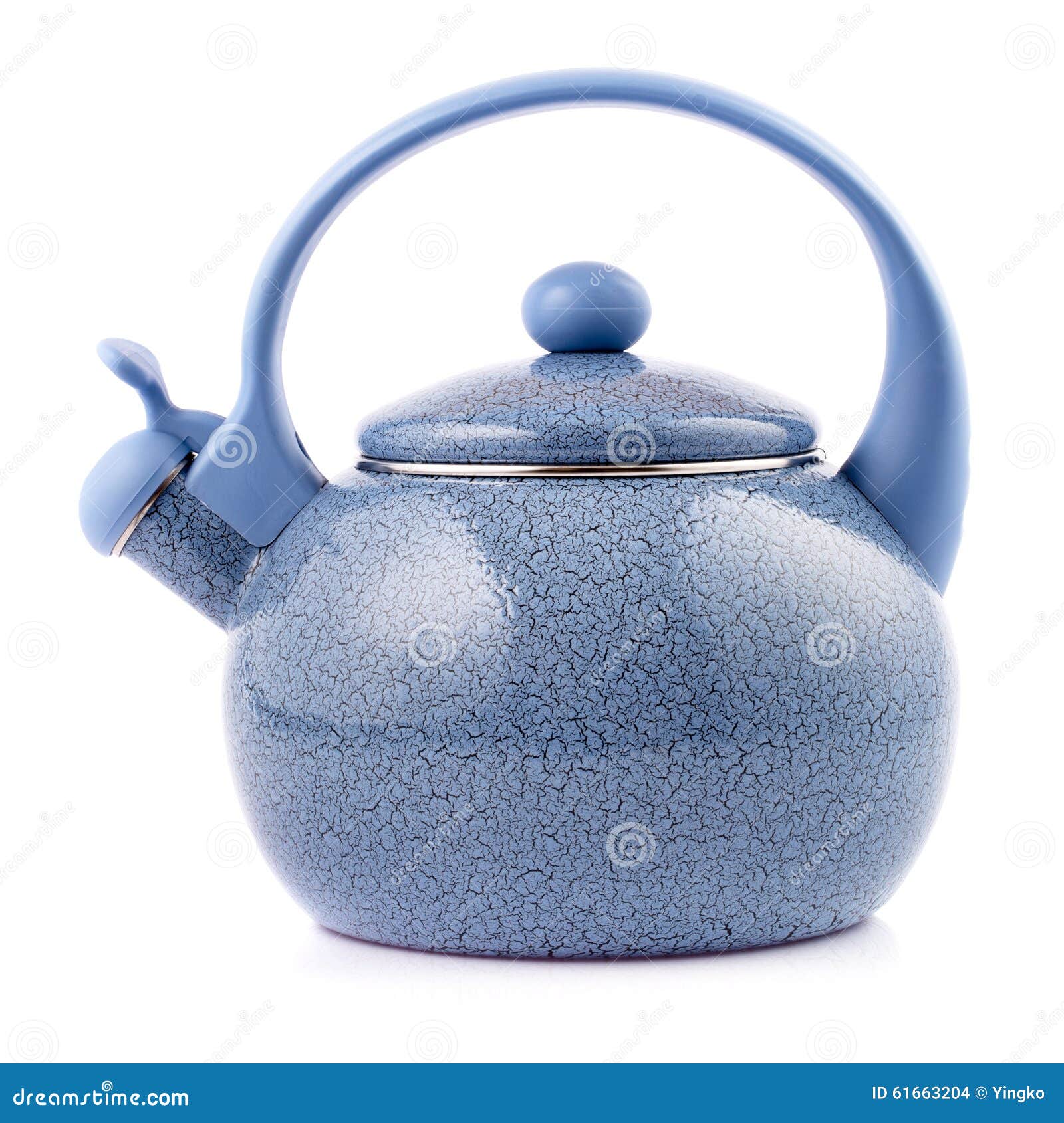 Blue Enamel Kettle Isolated on White Stock Photo - Image of utensil ...