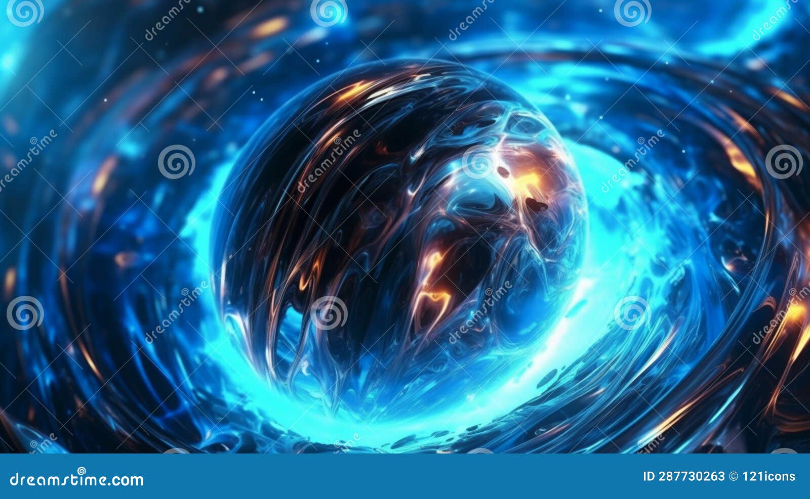 Blue Energy Ball Abstract Background. Generative AI Stock Illustration ...
