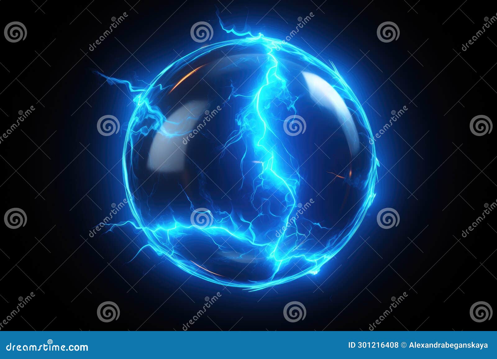 A blue energy ball stock illustration. Illustration of abstract - 301216408