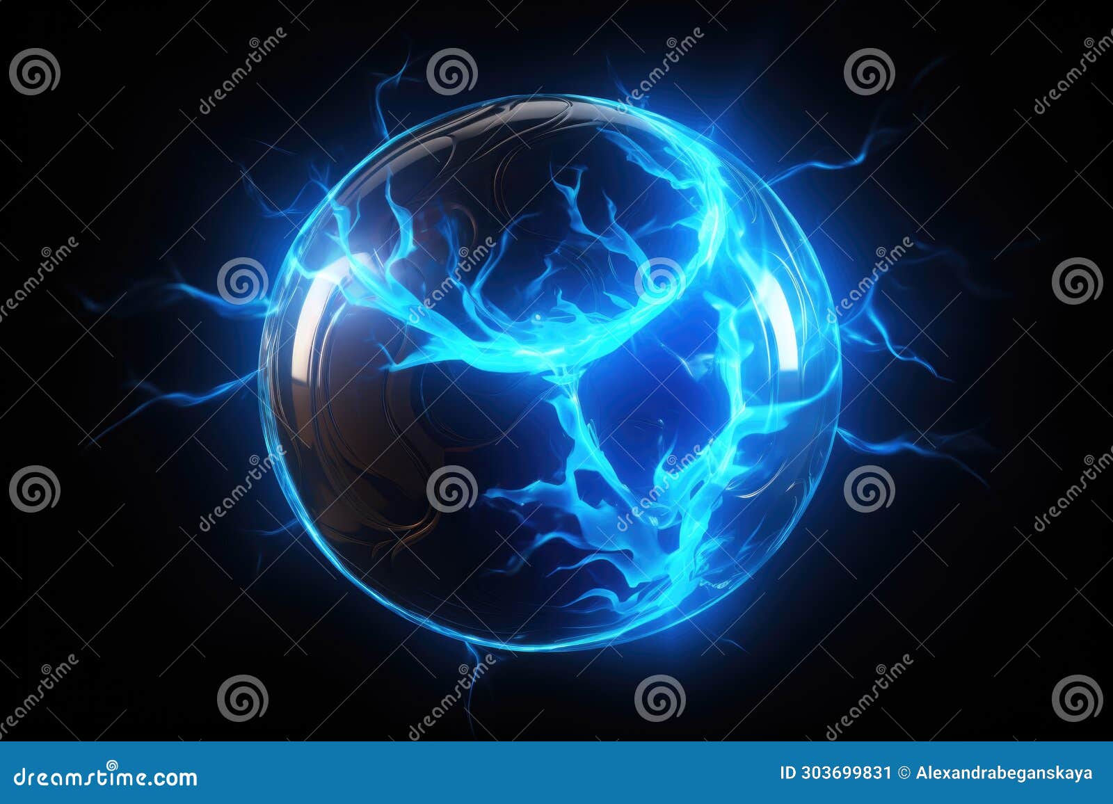A blue energy ball stock illustration. Illustration of lightning ...