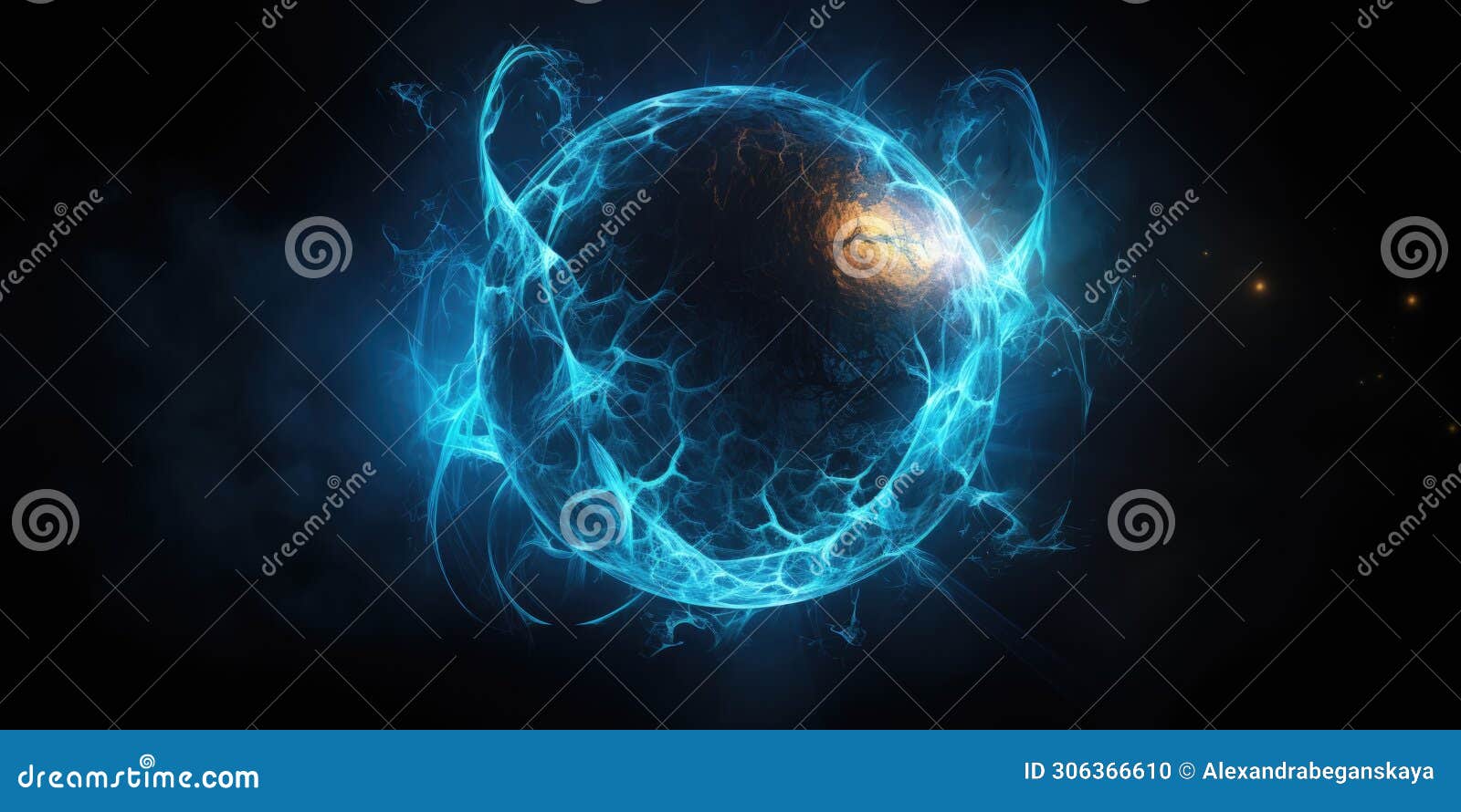 A blue energy ball stock illustration. Illustration of earth - 306366610