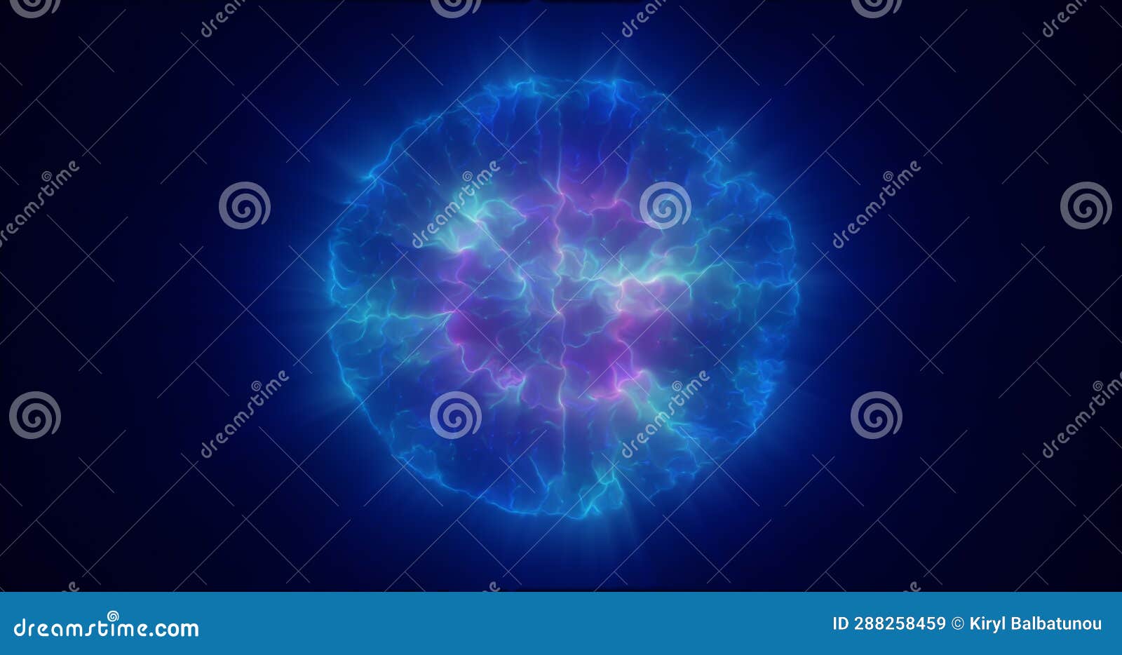 Blue Energy Glowing Sphere Futuristic Atom from Electric Magic ...