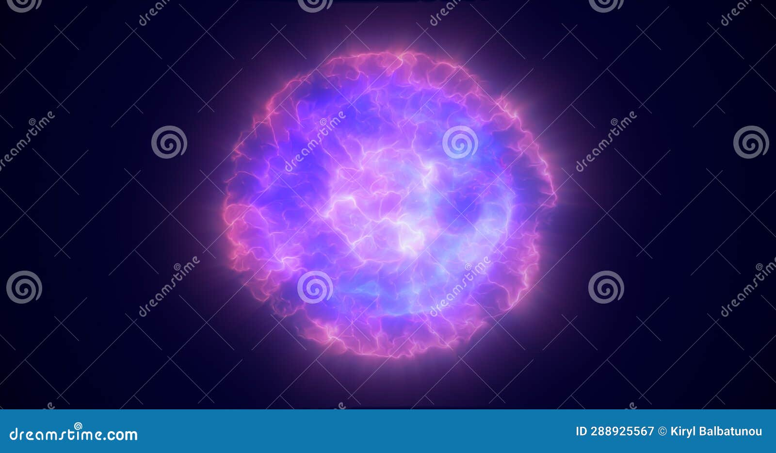 Blue Energy Glowing Sphere Futuristic Atom from Electric Magic ...
