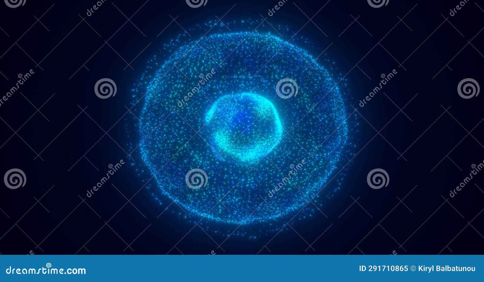 Blue Energy Glowing Sphere Futuristic Atom from Electric Magic ...