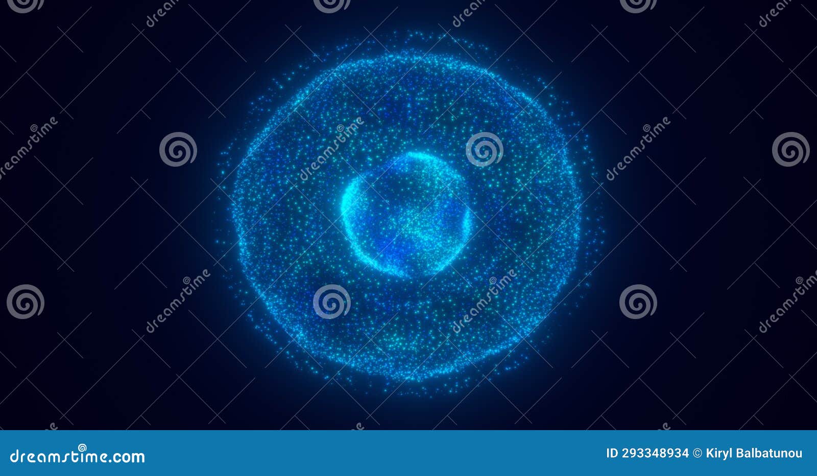 Blue Energy Glowing Sphere Futuristic Atom from Electric Magic ...